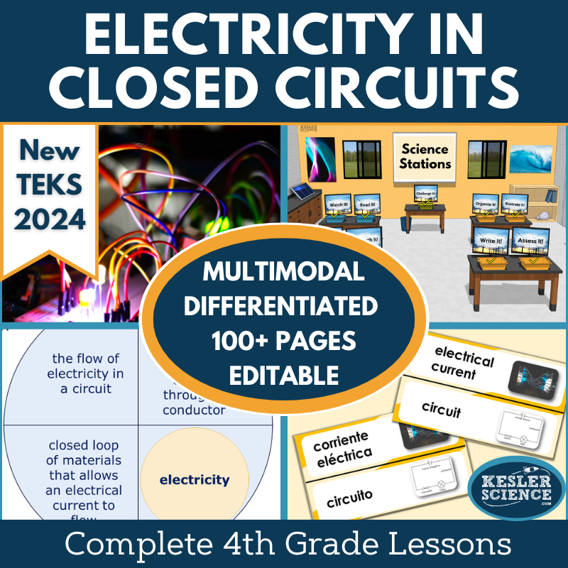 TEKS 4.8C Electricity in Closed Circuits Activities 4th Grade Science